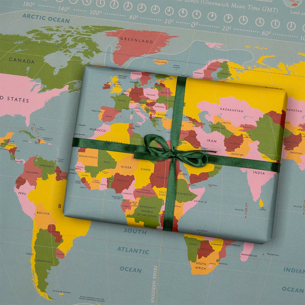 World Map Wrapping Paper: Sustainable UK Gift Wrap | Smallkind